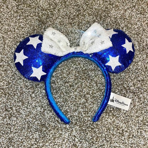Disney | Accessories | Disney Blue And White Starry Mouse Ears Headband ...